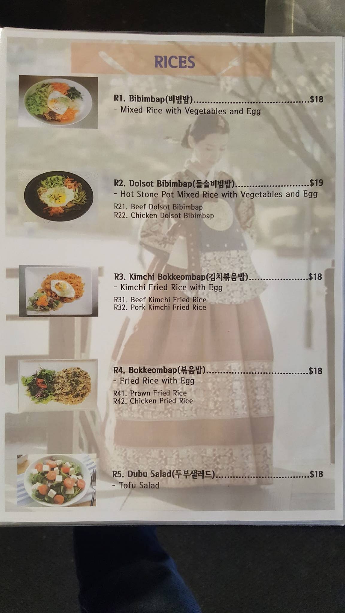 Menu at Han River Korean Restaurant, Lower Hutt
