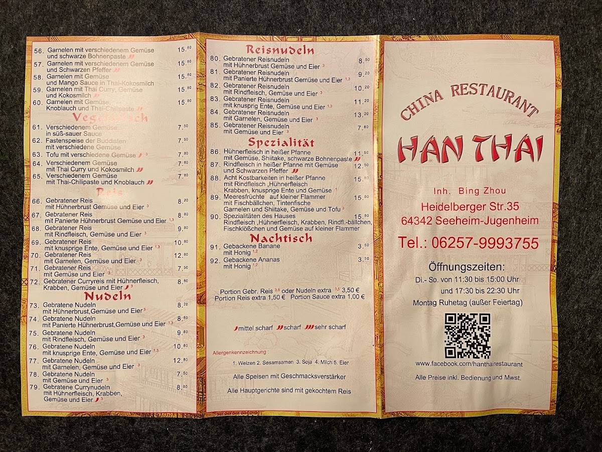 Speisekarte von Han Thai restaurant, Seeheim-Jugenheim
