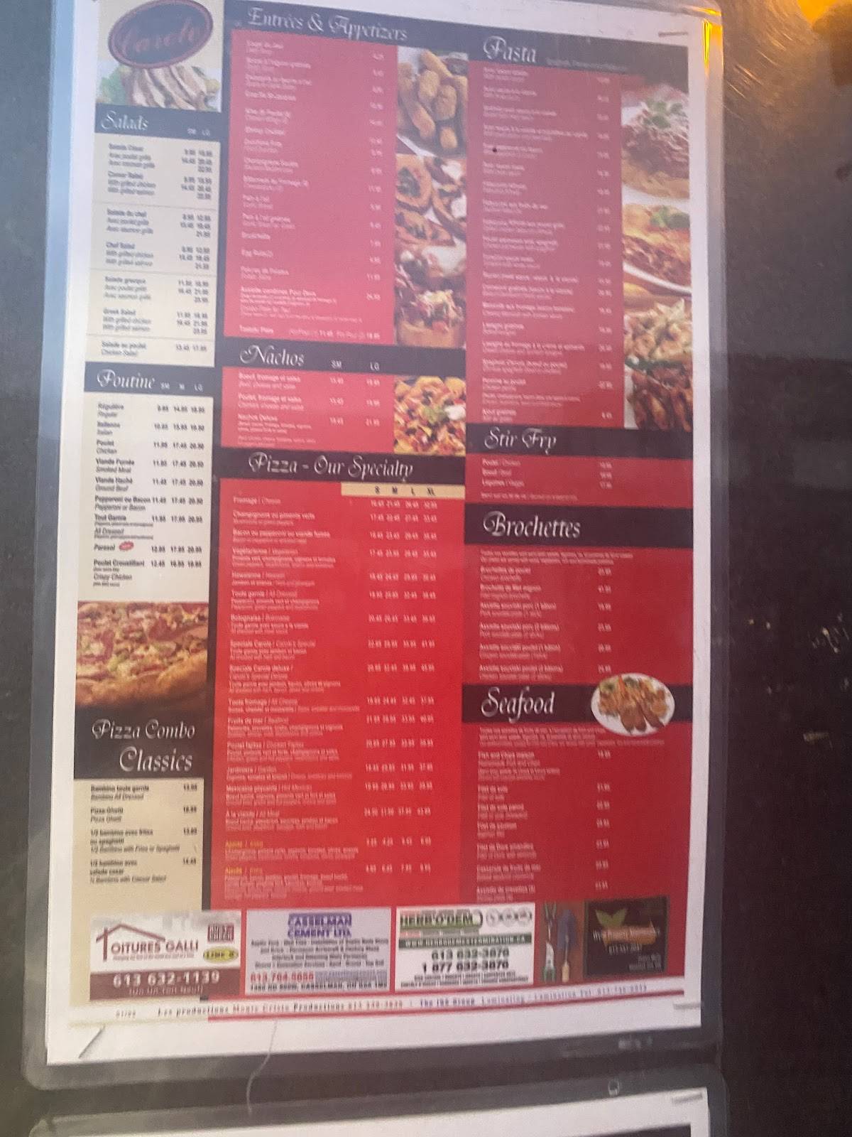 Menu at Carole's Restaurant Hawkesbury, Hawkesbury