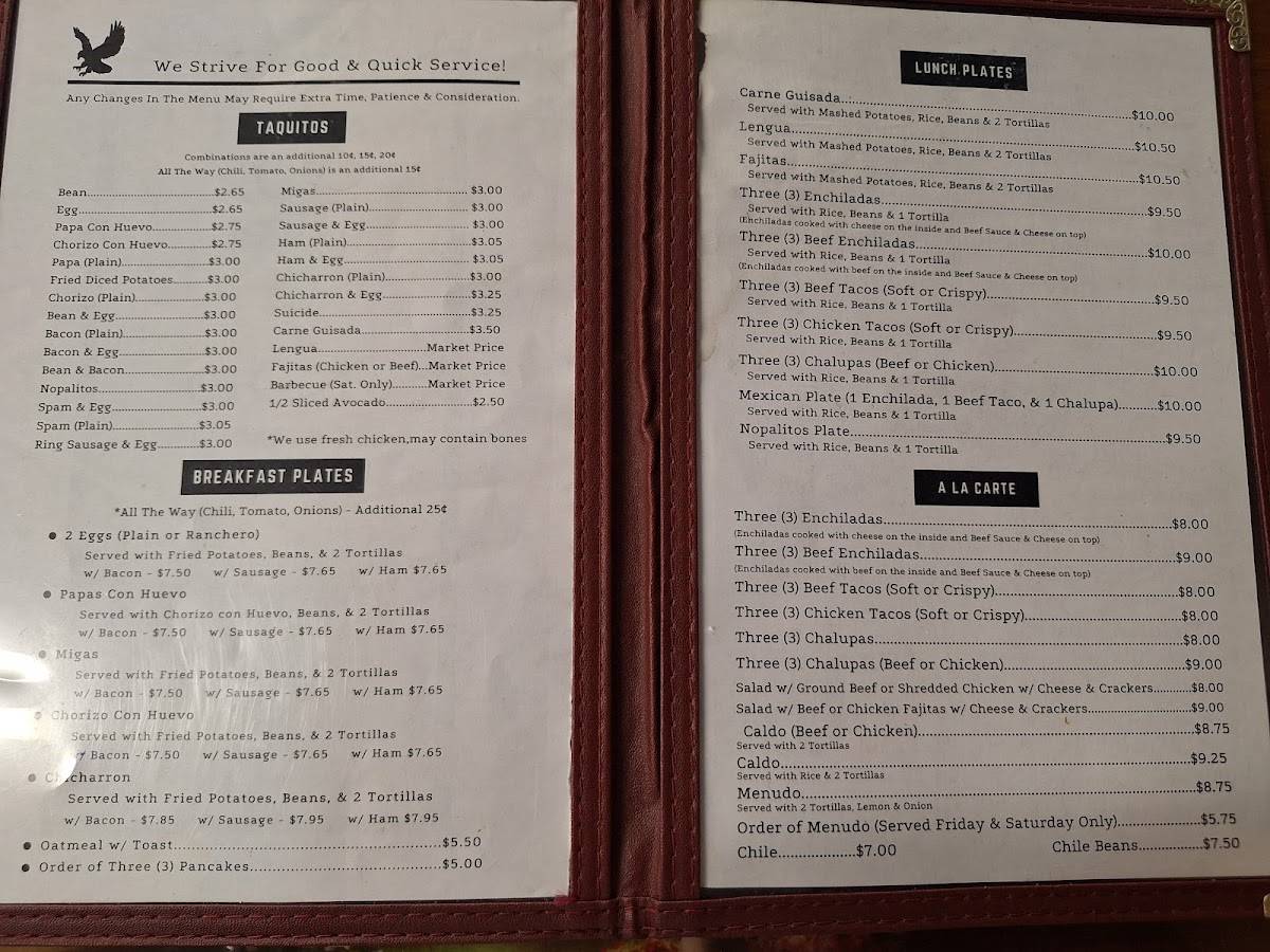 Menu at Hi-Ho Restaurant, Corpus Christi, Morgan Ave