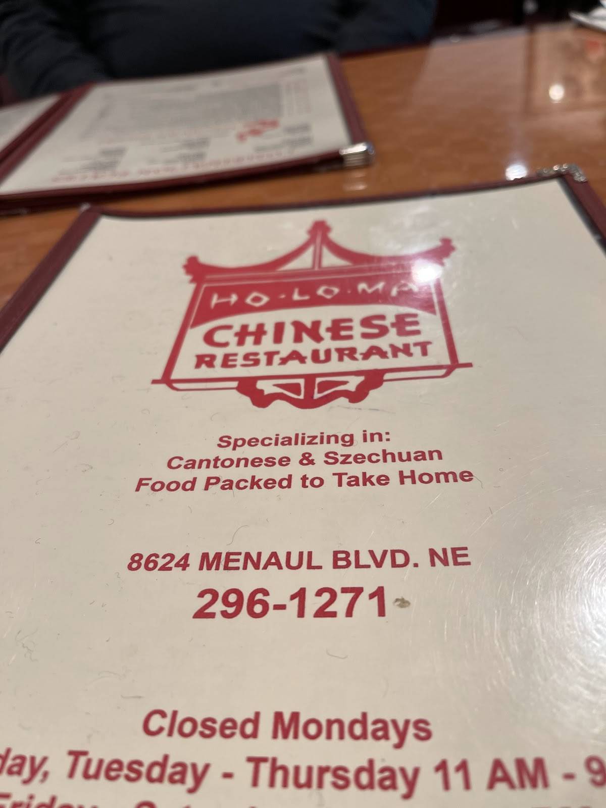 Menu at Ho Lo Ma restaurant, Albuquerque
