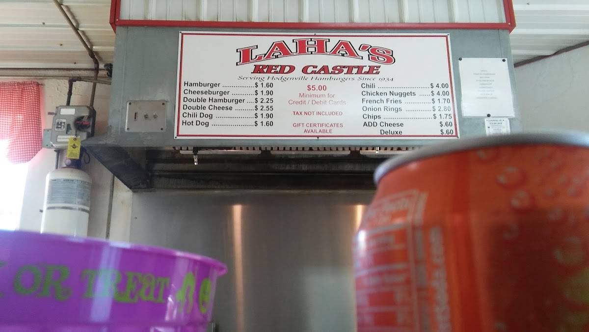 Menu at Laha's Red Castle fast food, Hodgenville
