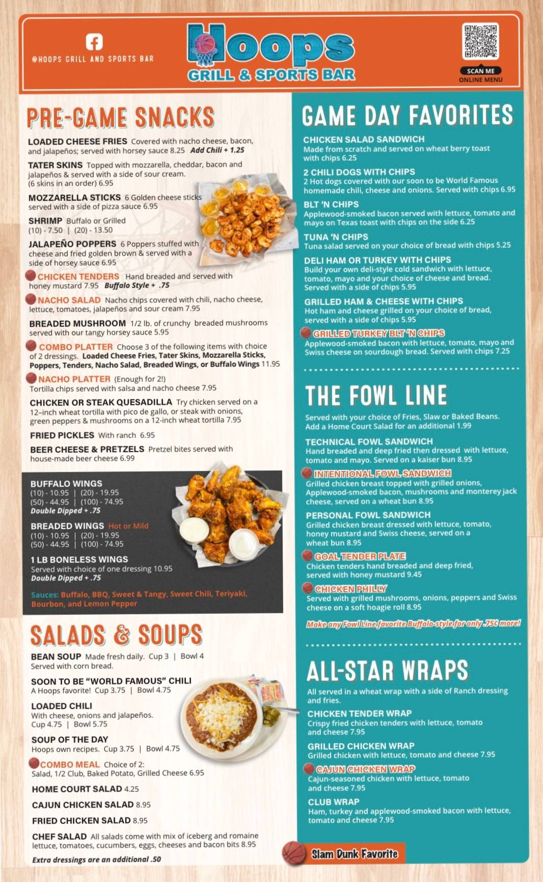 Menu at Hoops Grill & Sports Bar, Louisville, Strawberry Ln