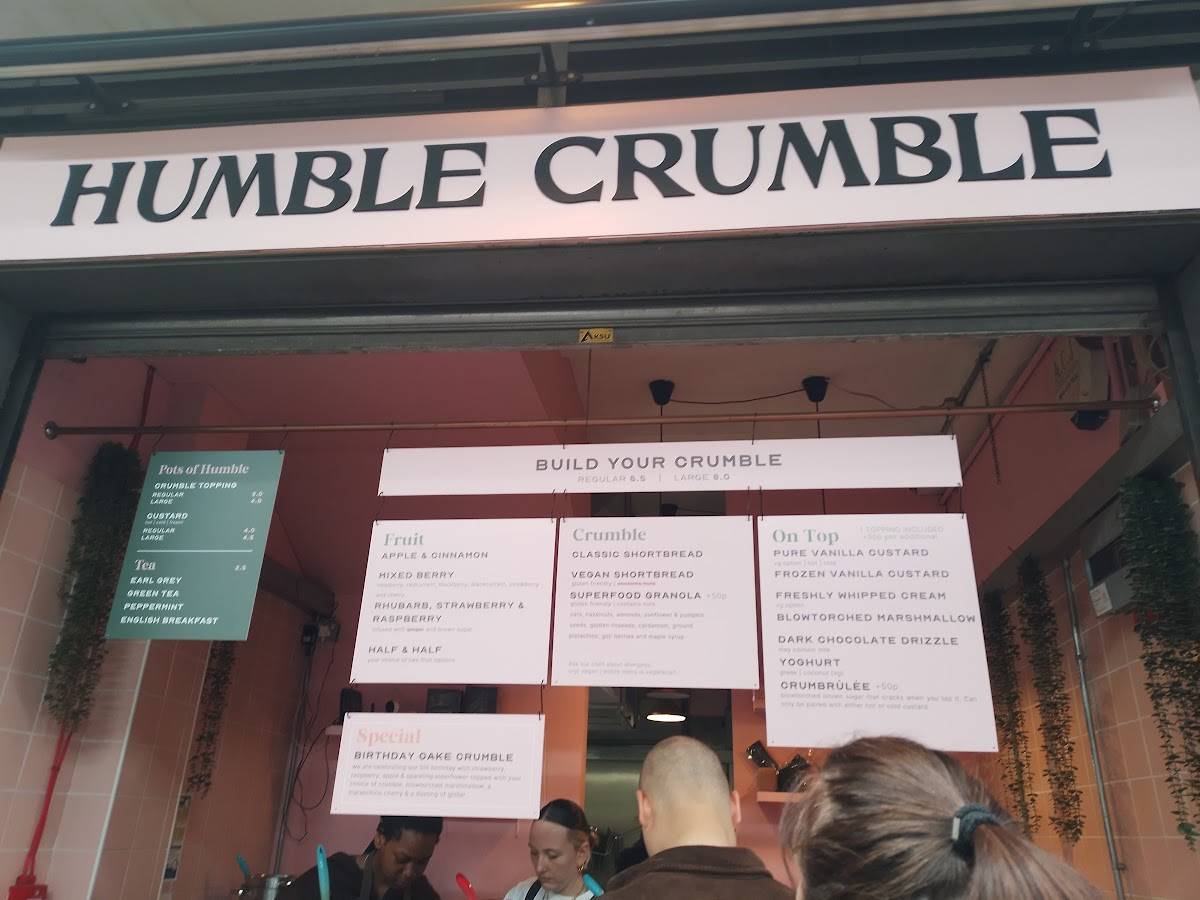 Menu at Humble Crumble restaurant, London, Old Spitalfields Market