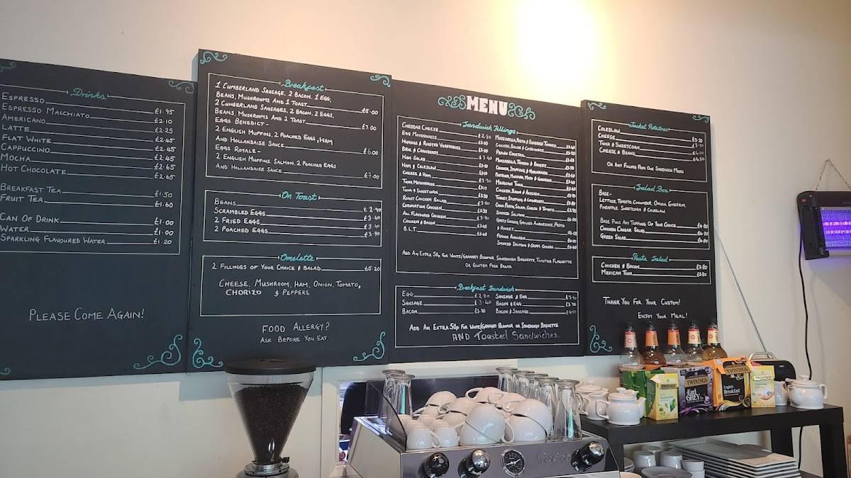 Menu at Hunger Hatch cafe, Epsom