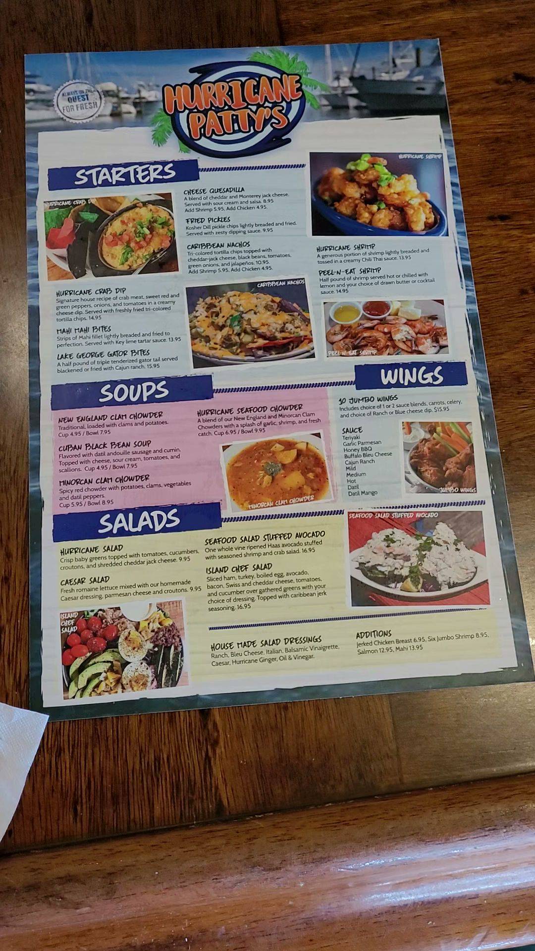 Menu at Hurricane Patty's pub & bar, St. Augustine, 69 Lewis Blvd
