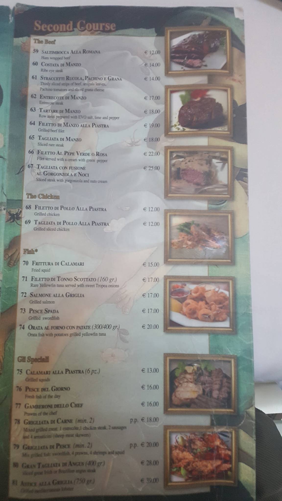 Menu da Il Botticelli ristorante, Roma