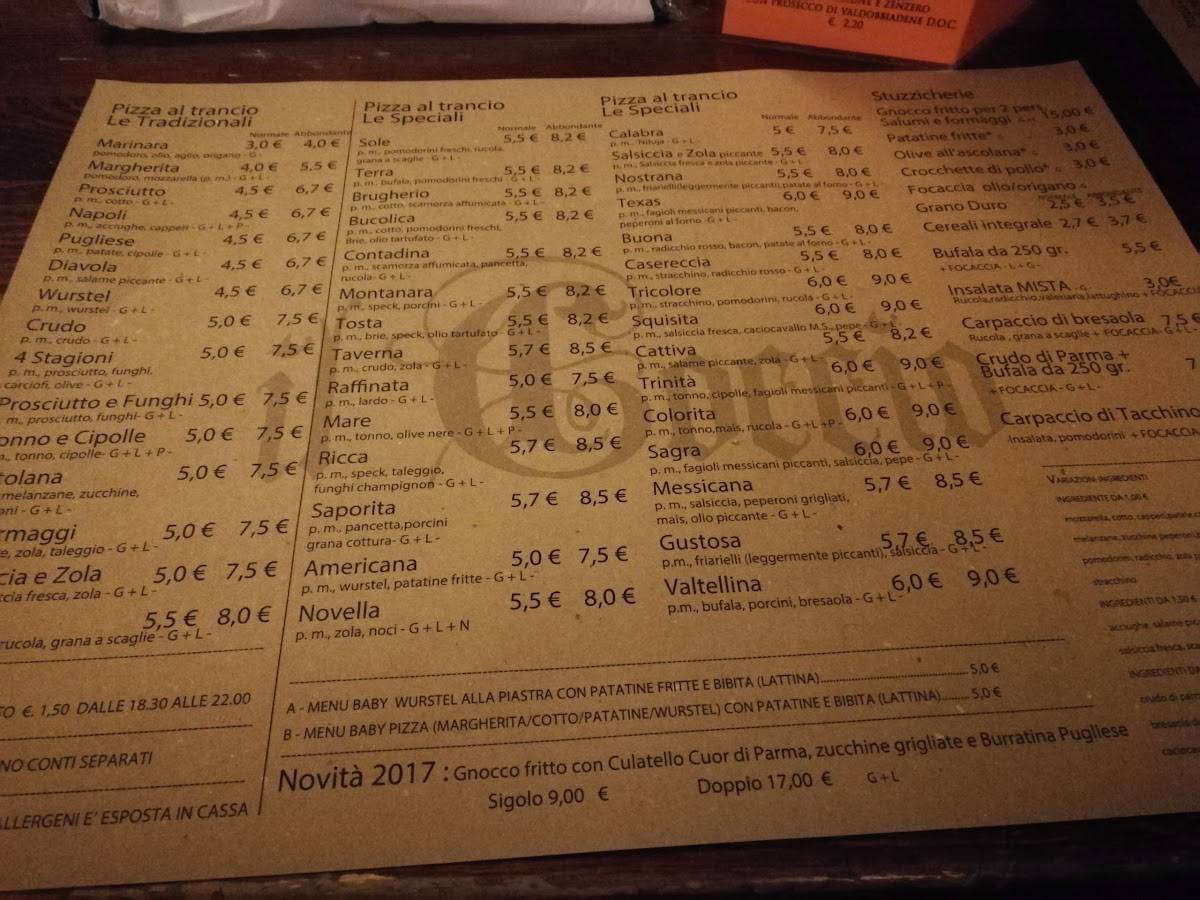 Menu da Il Coccio pizzeria, Brugherio