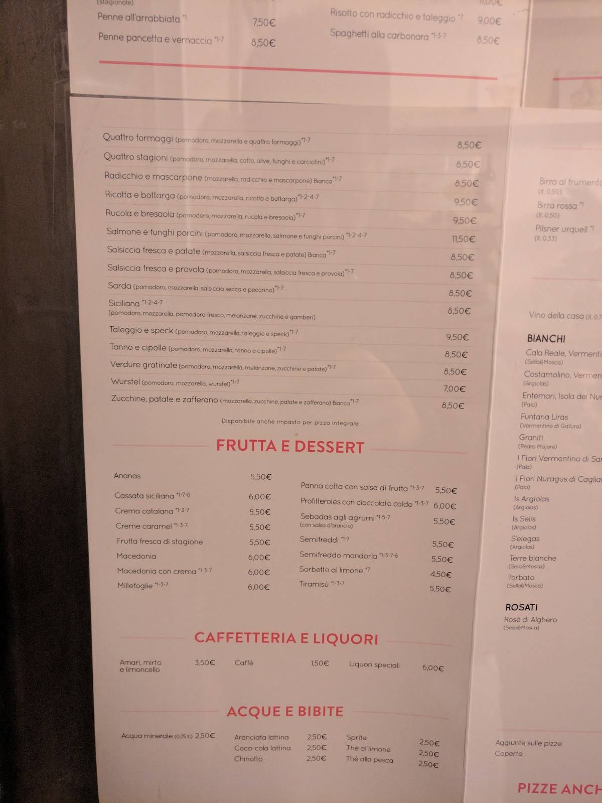 Menu da Il Pepe Rosa ristorante, Cagliari
