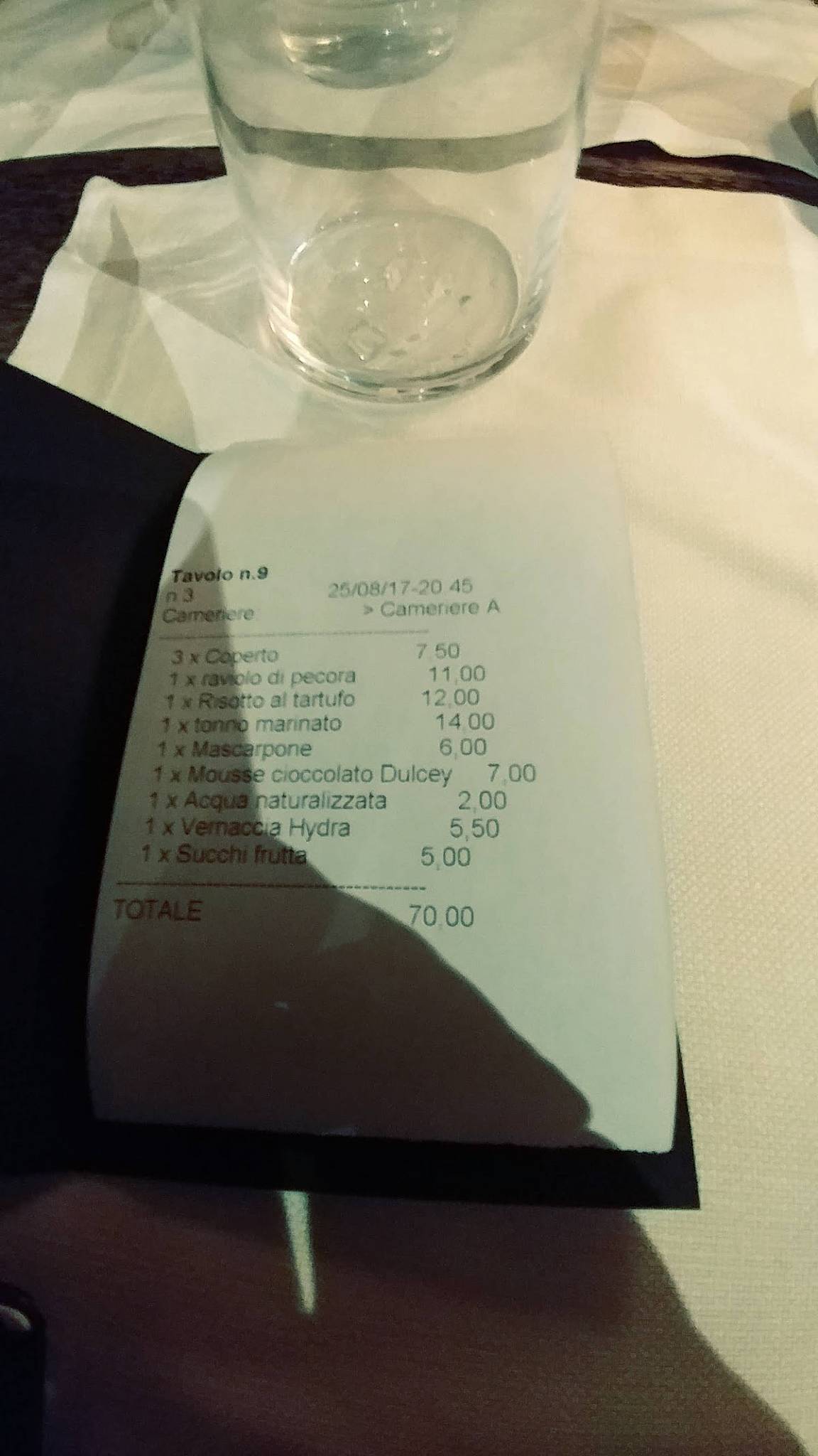 Menu at Il Santo Bevitore restaurant, Florence, Via Santo Spirito