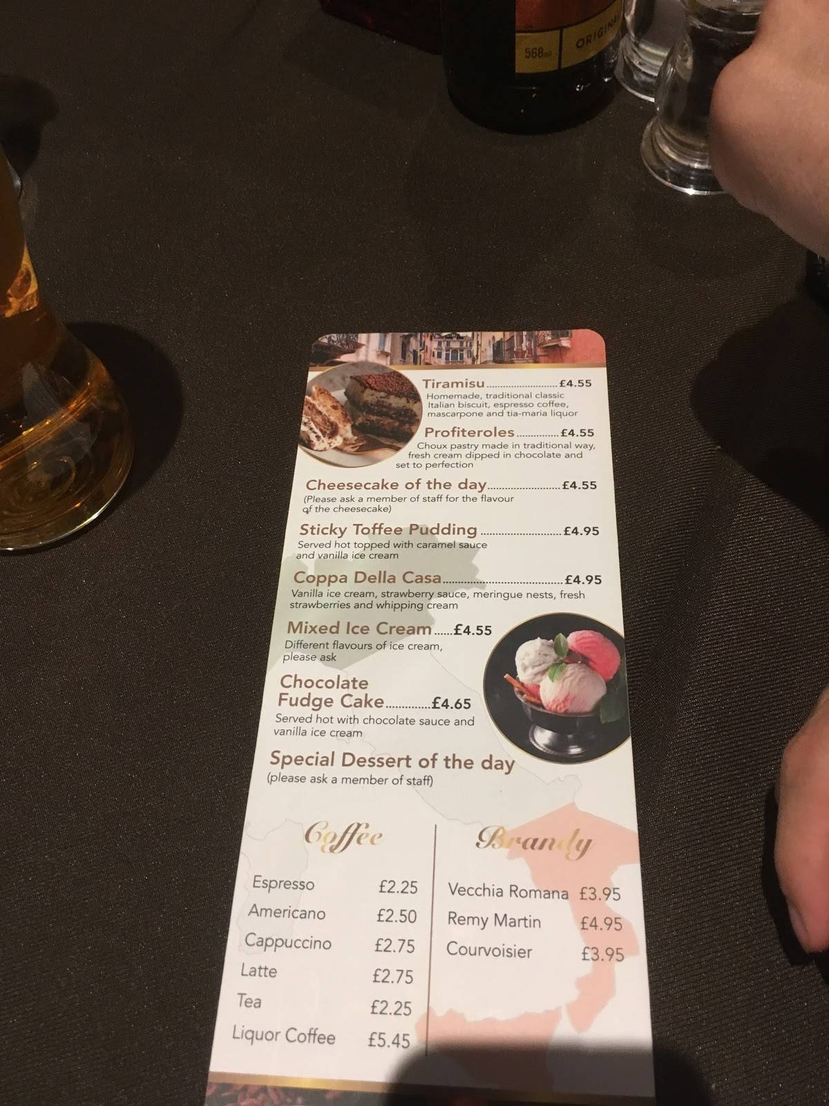Menu at Il Vecchio restaurant, Heywood, 141 Manchester St