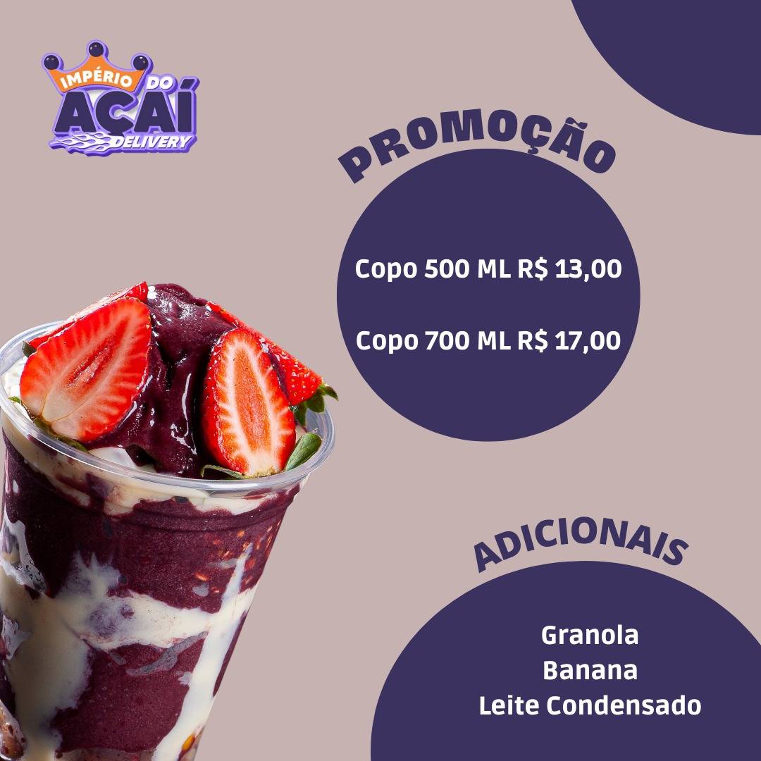 Menu at Império do açaí restaurant, Trindade