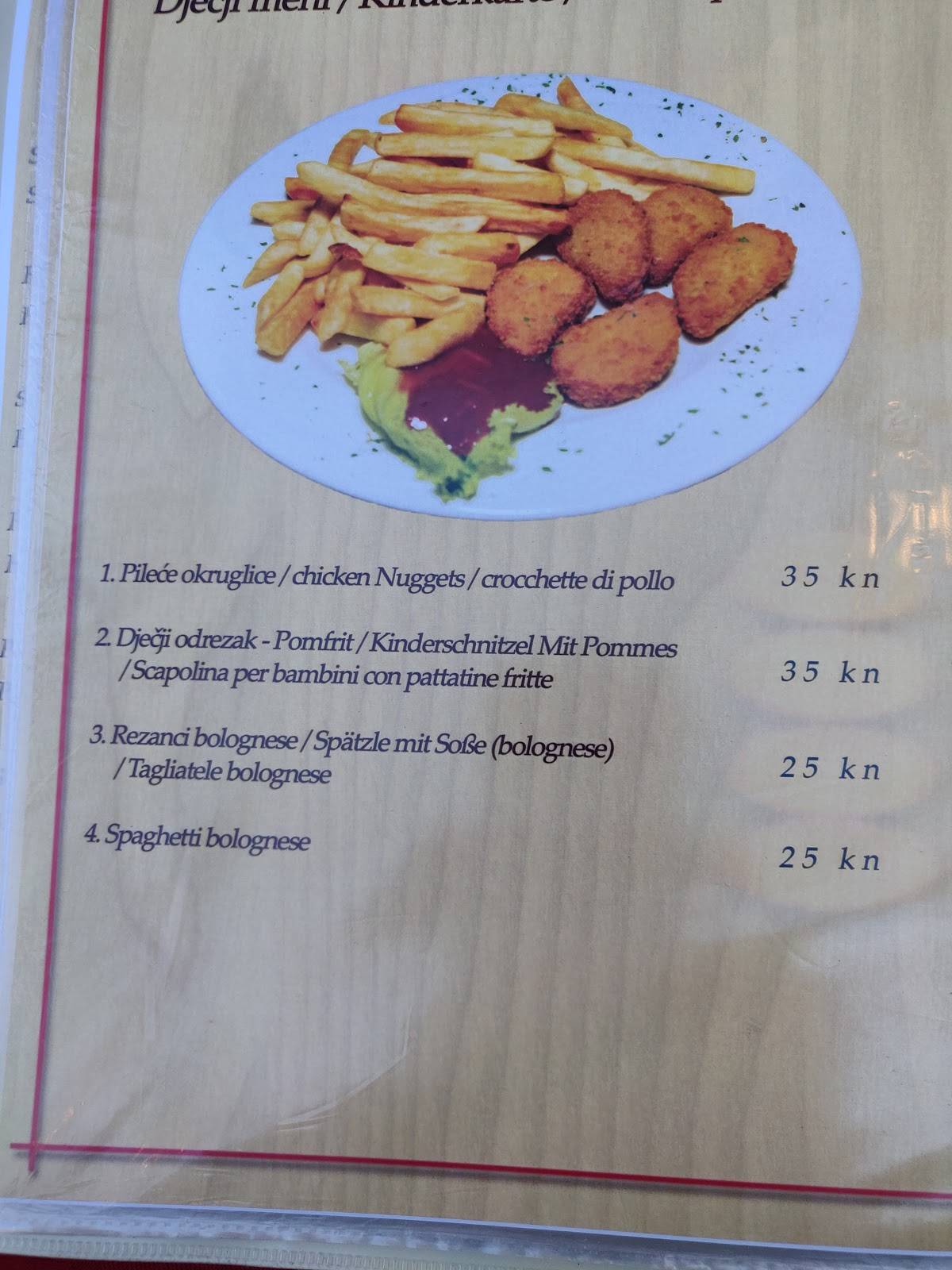 Menu at Ines & Hans Biergarten restaurant, Tar
