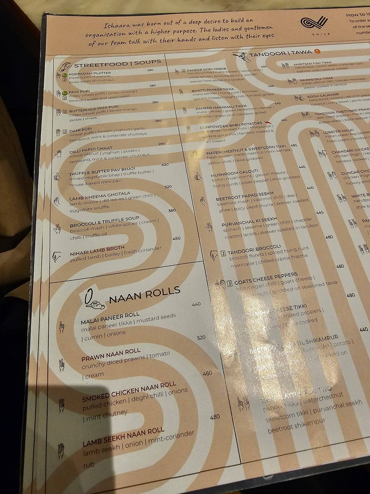 Menu at Ishaara - Phoenix Marketcity, Bengaluru