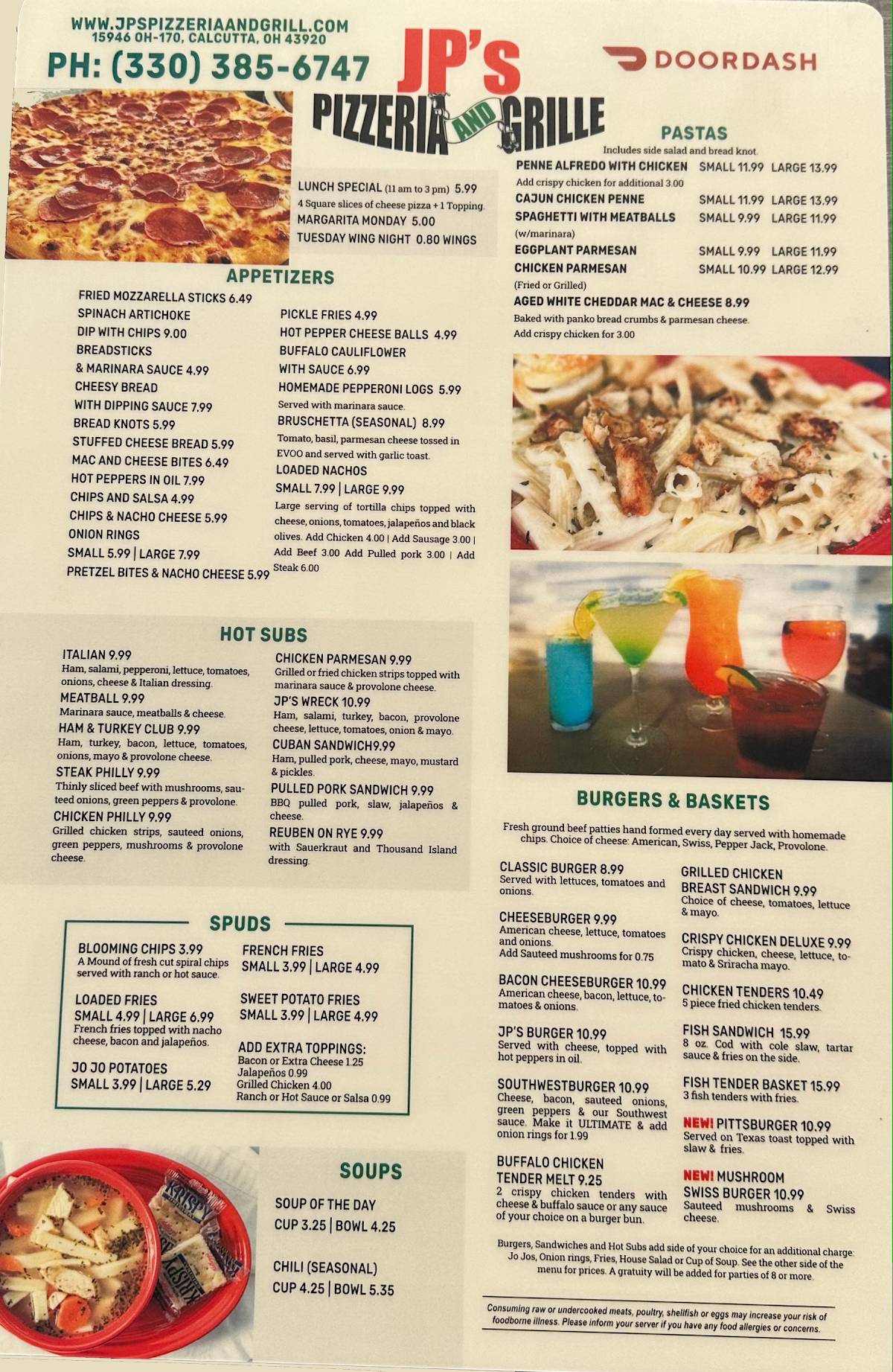 Menu at JP's Pizzeria & Grill, Calcutta