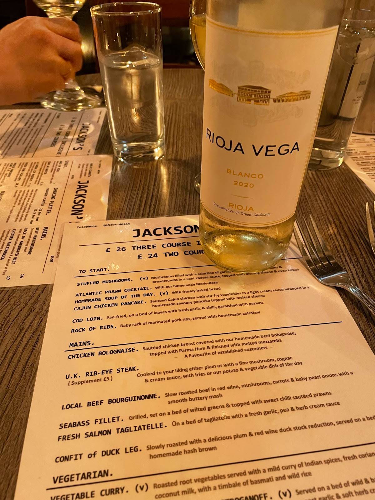 Menu at Jackson's Bistro restaurant, Windermere