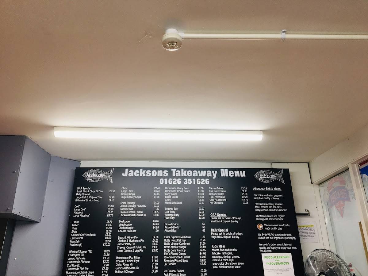 Menu at Jacksons Fish & Chips fast food, Newton Abbot