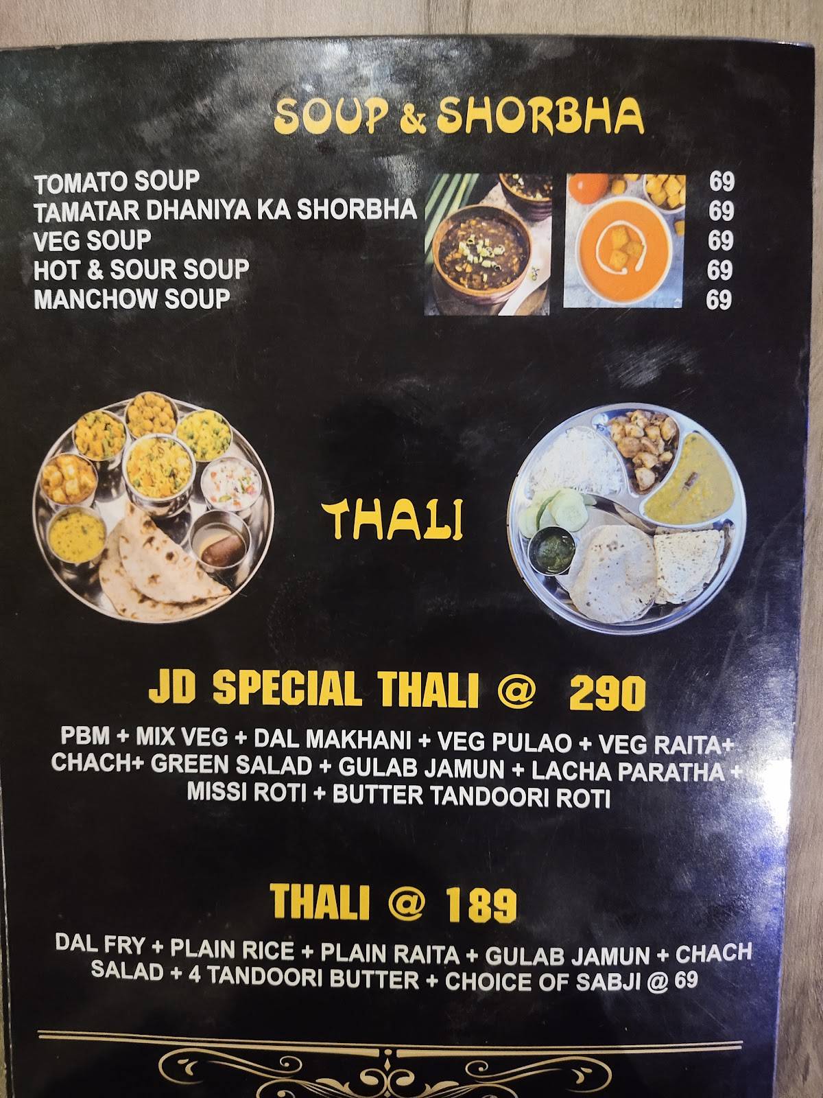 Menu at The Jaipur Dhaba, Jaipur