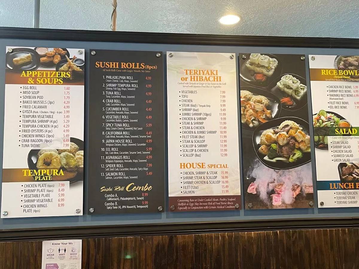 Menu at Japan House Grill & Sushi restaurant, Lake Lure