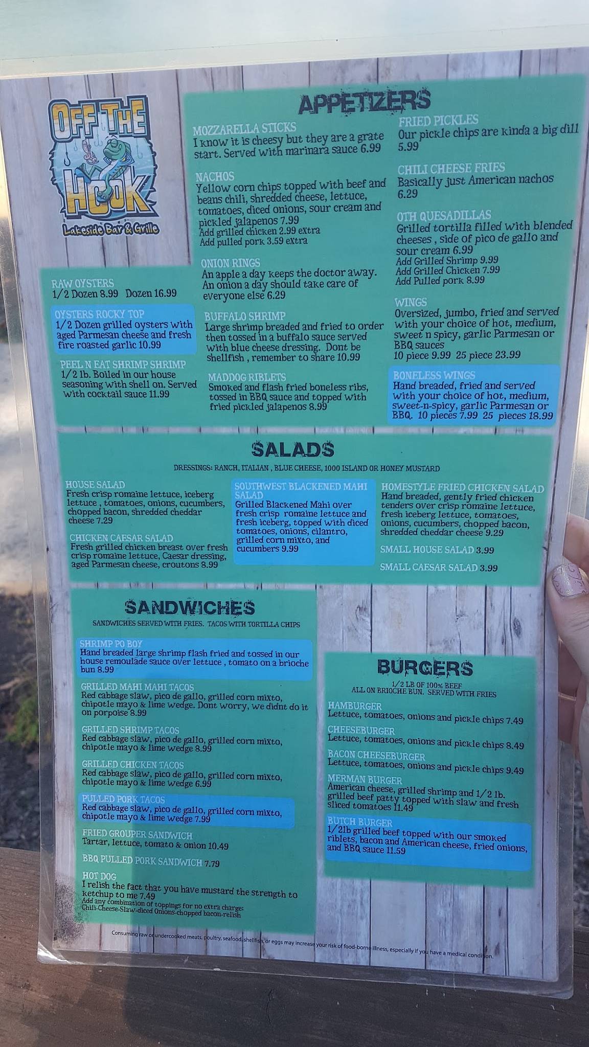 Menu at Off The Hook Lakeside Bar And Grille, Jefferson City