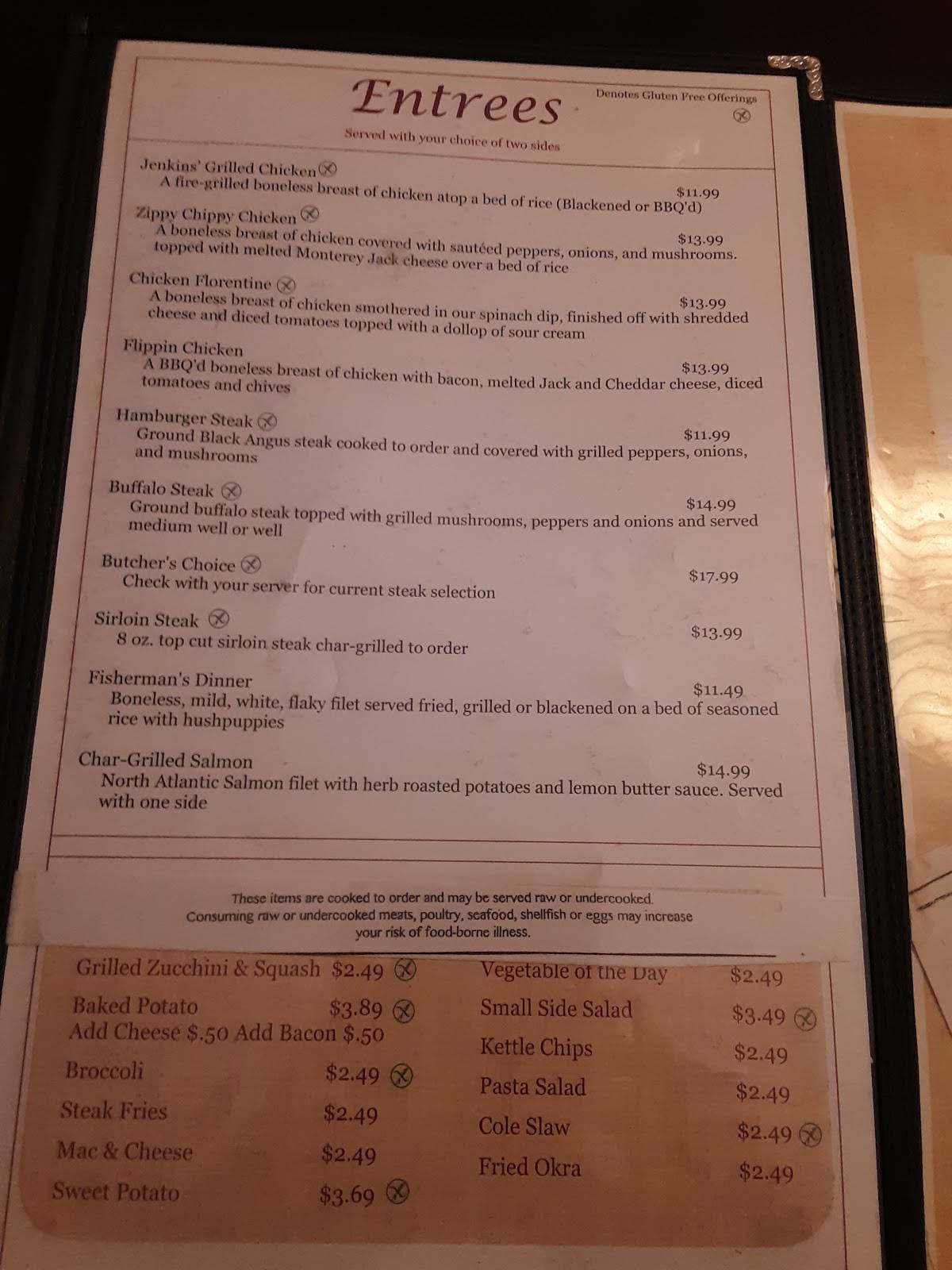 Menu at Jenkins Grille & Market restaurant, Athens