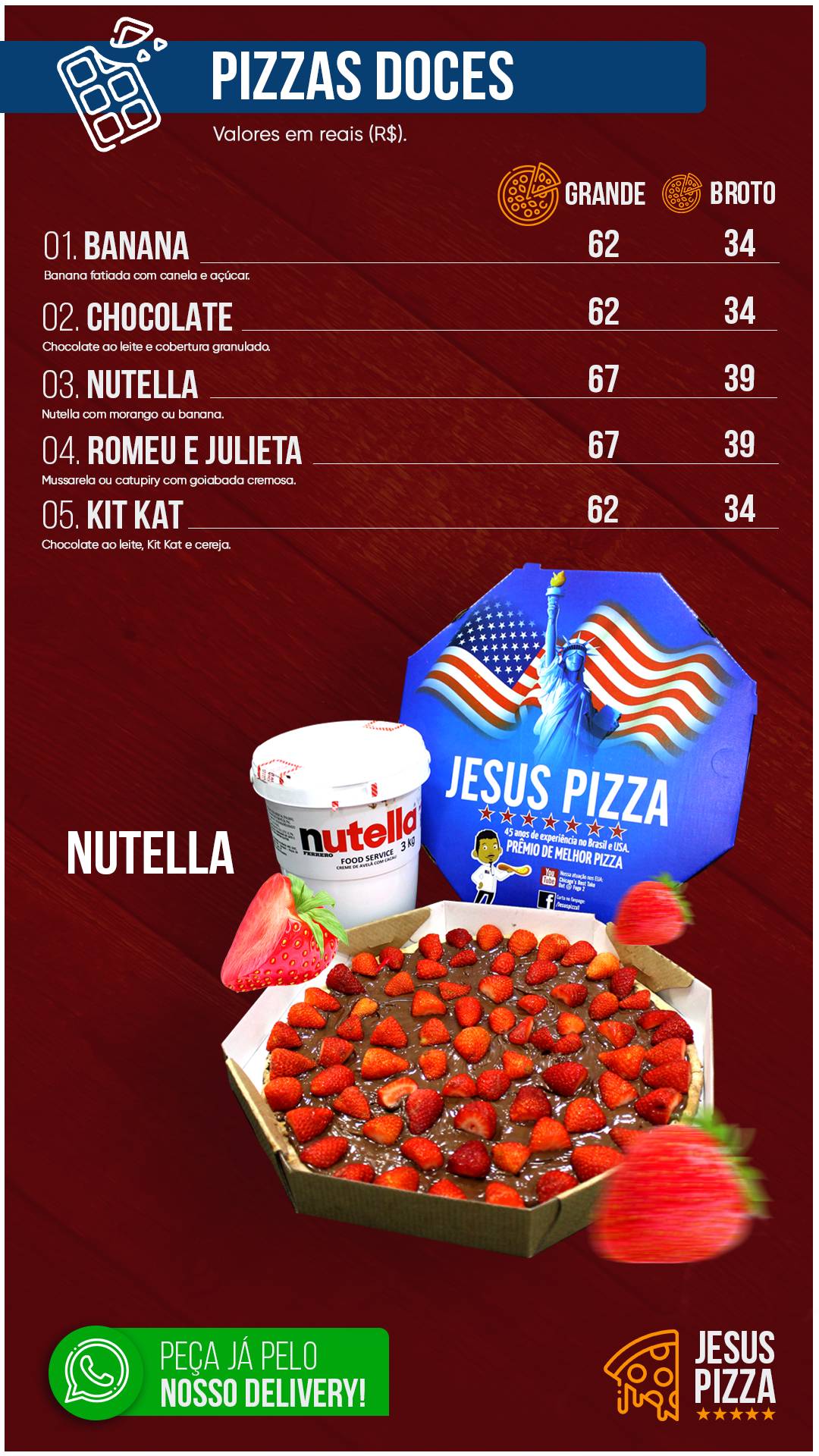 Menu em Jesus Pizza restaurante, São Paulo, R. Dr. Cândido Espinheira