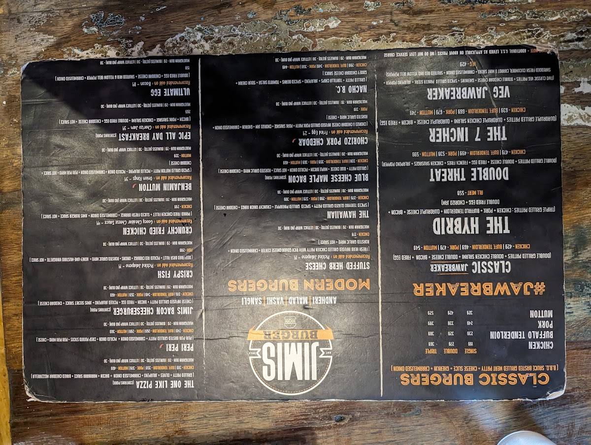 Menu at JIMIS BURGER - Andheri, Mumbai, B2