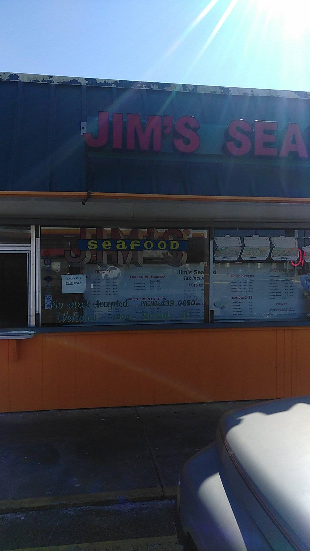 Menu at Jim's Seafood restaurant, Lake Charles