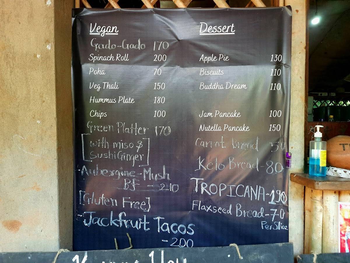 Menu at Jungle Dance, Arambol
