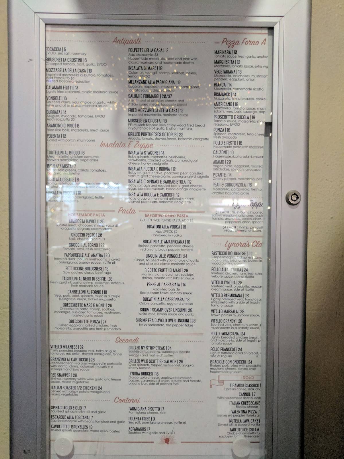Menu at Lynora's Jupiter pub & bar, Jupiter, US-1