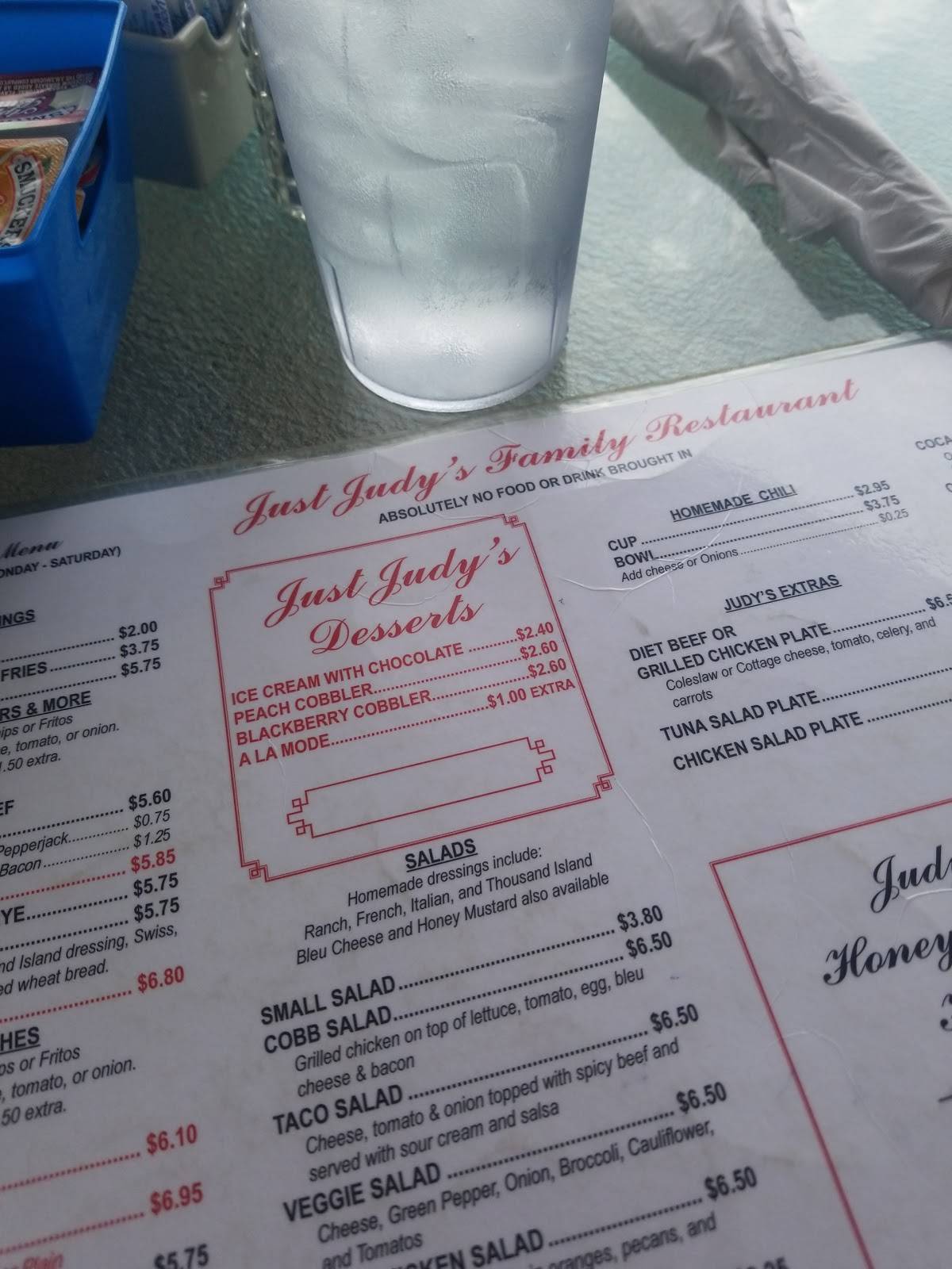 Menu at Just Judy's Restaurant, Indianapolis, E 62nd St