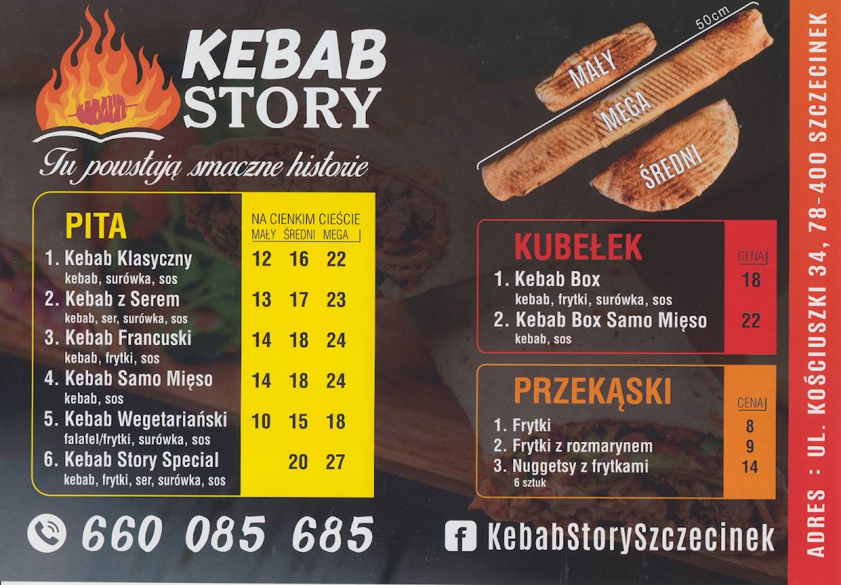 Menu at KEBAB STORY SZCZECINEK restaurant, Szczecinek