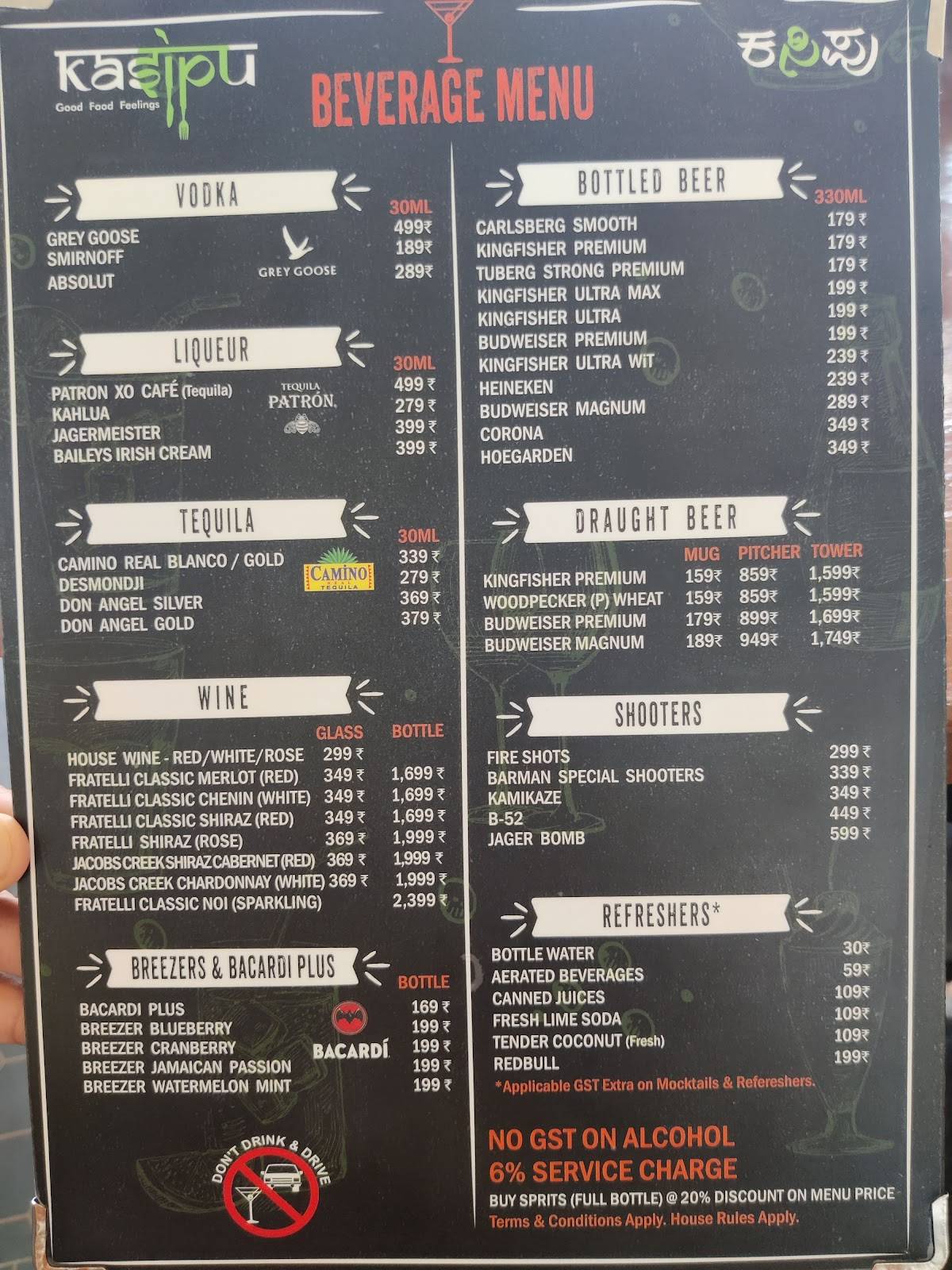 Menu at Kasipu Resto-Bar, Bengaluru, #35/9