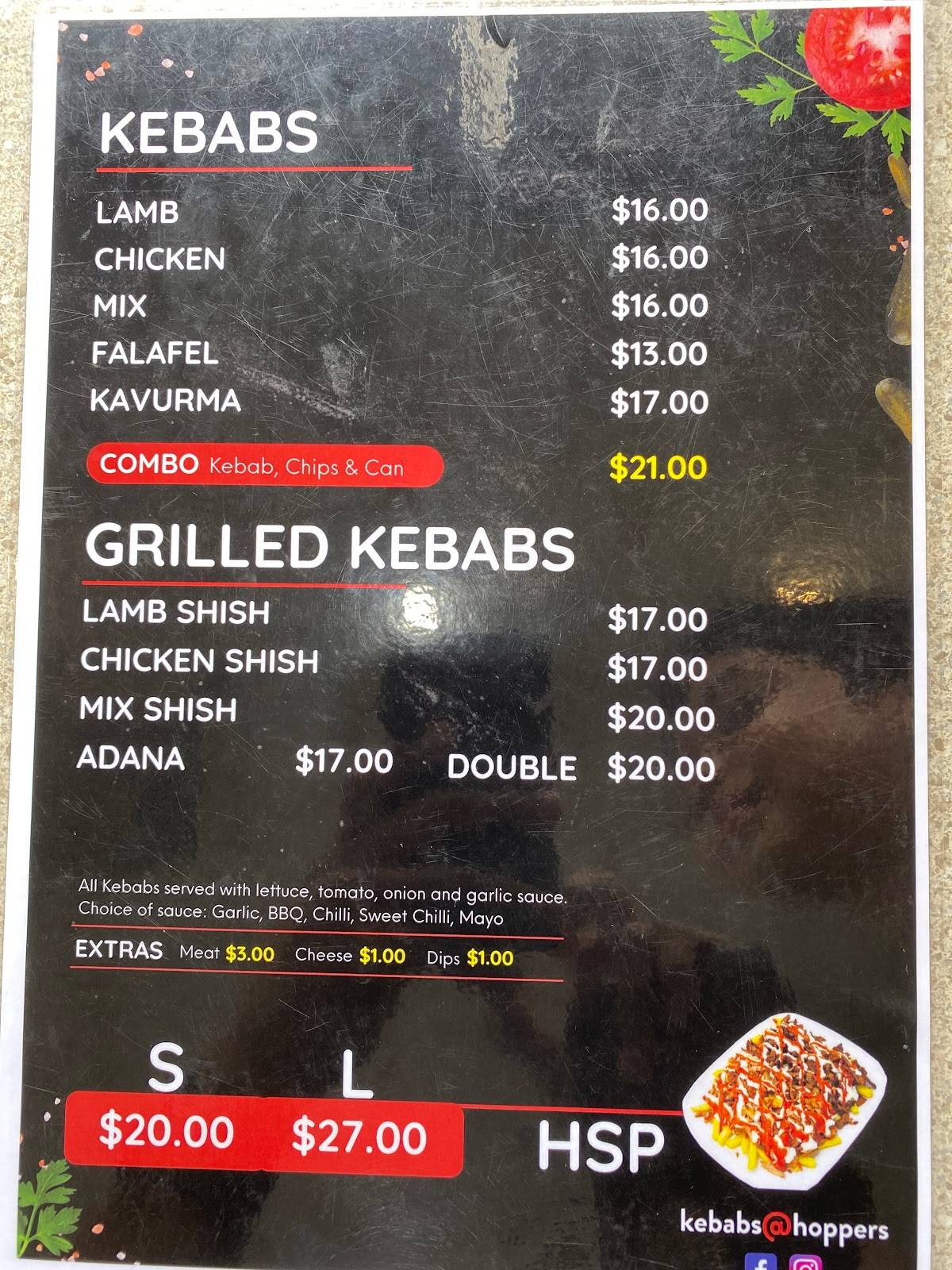 Menu at Kebabs@hoppers fast food, Hoppers Crossing