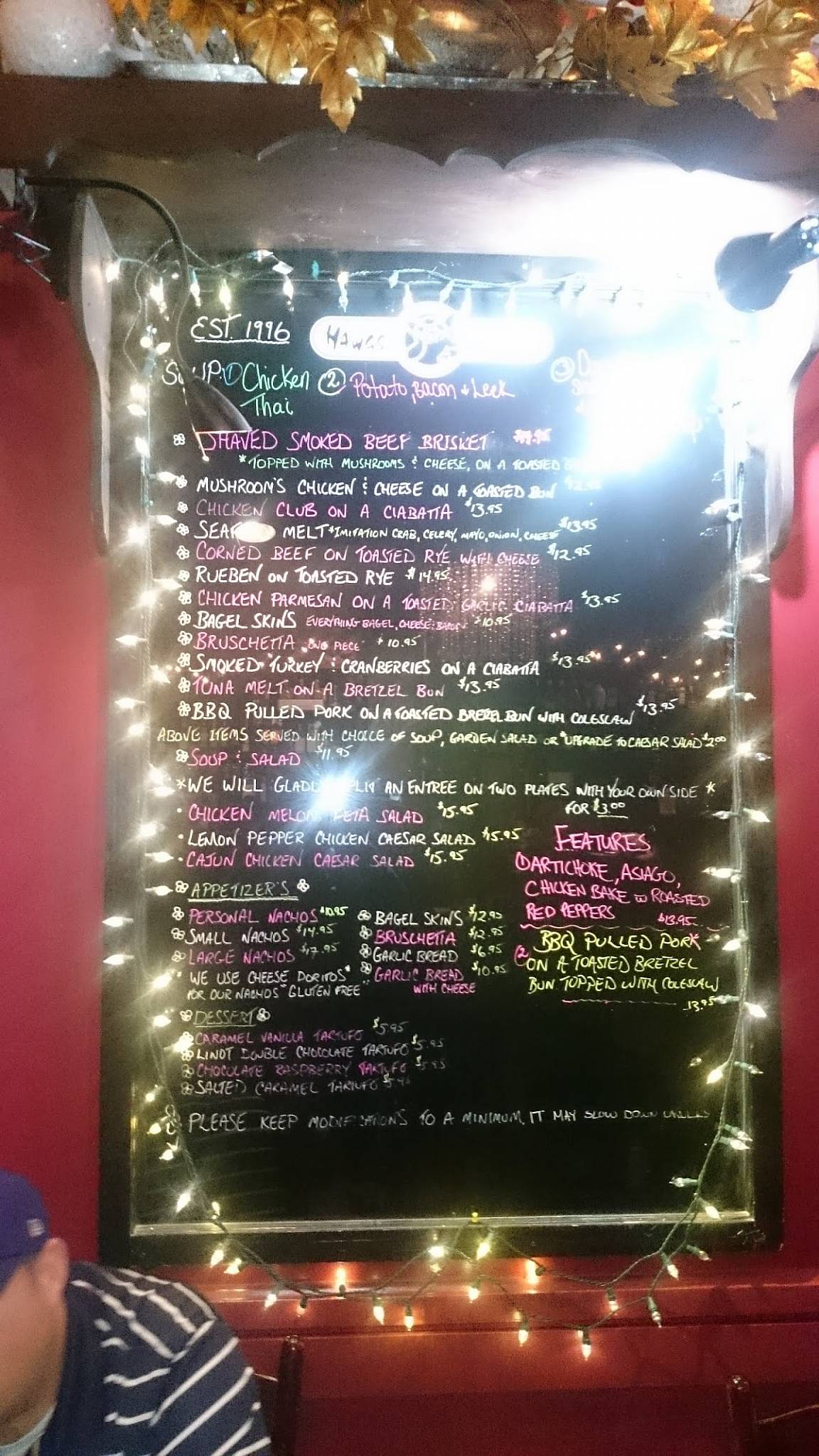 Menu at Hawgs Breath Saloon restaurant, Kincardine