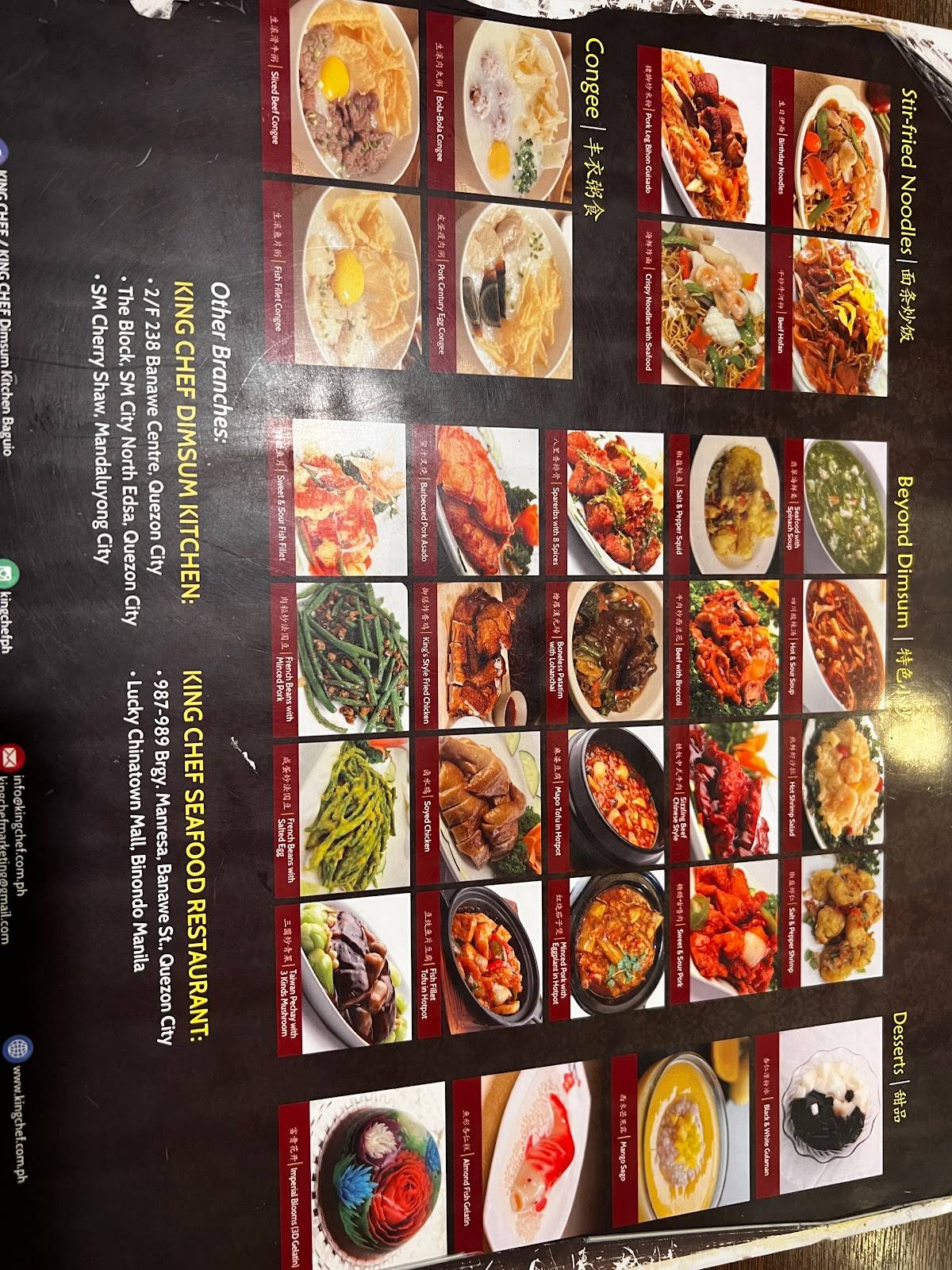 Menu at King Chef Dimsum Kitchen Baguio restaurant, Baguio
