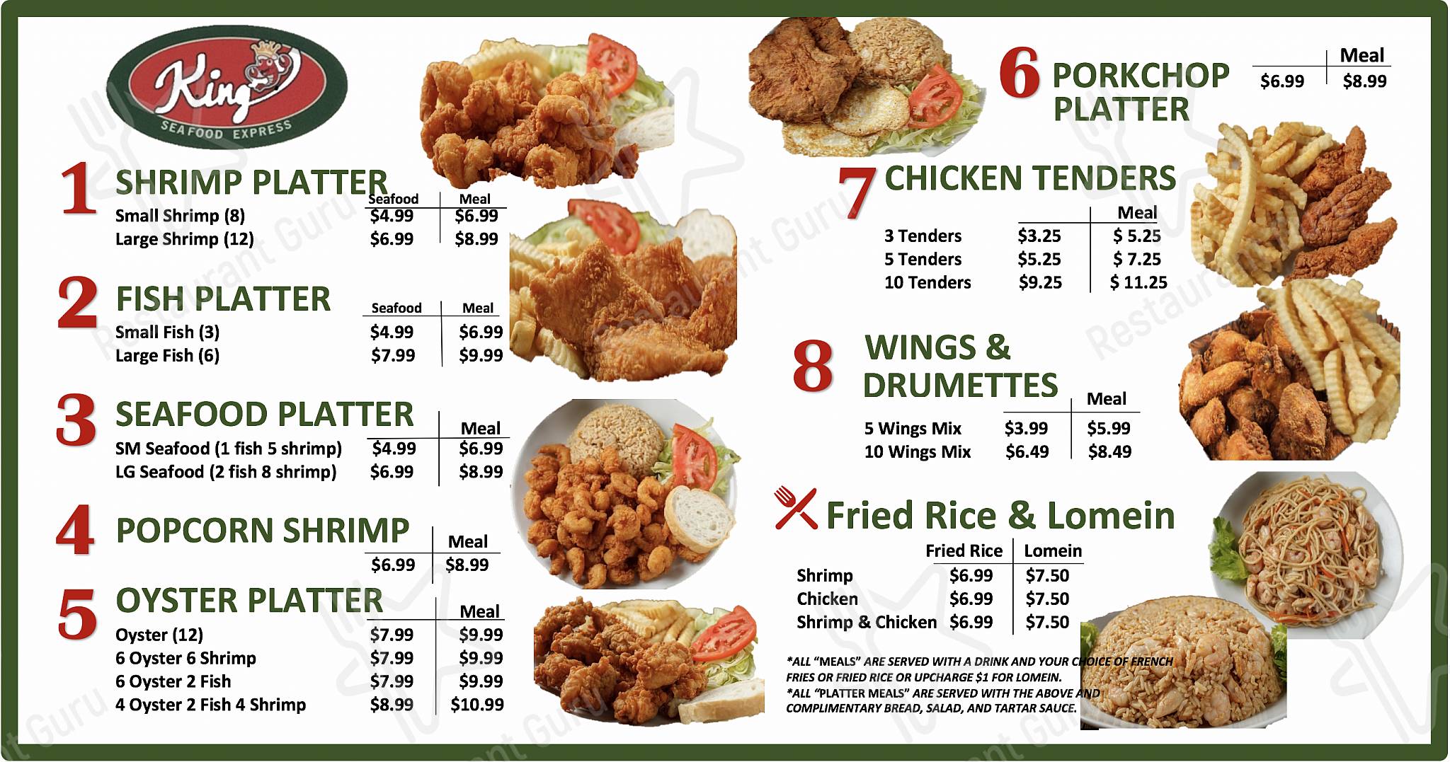Menu at King’s Seafood New Iberia restaurant, New Iberia