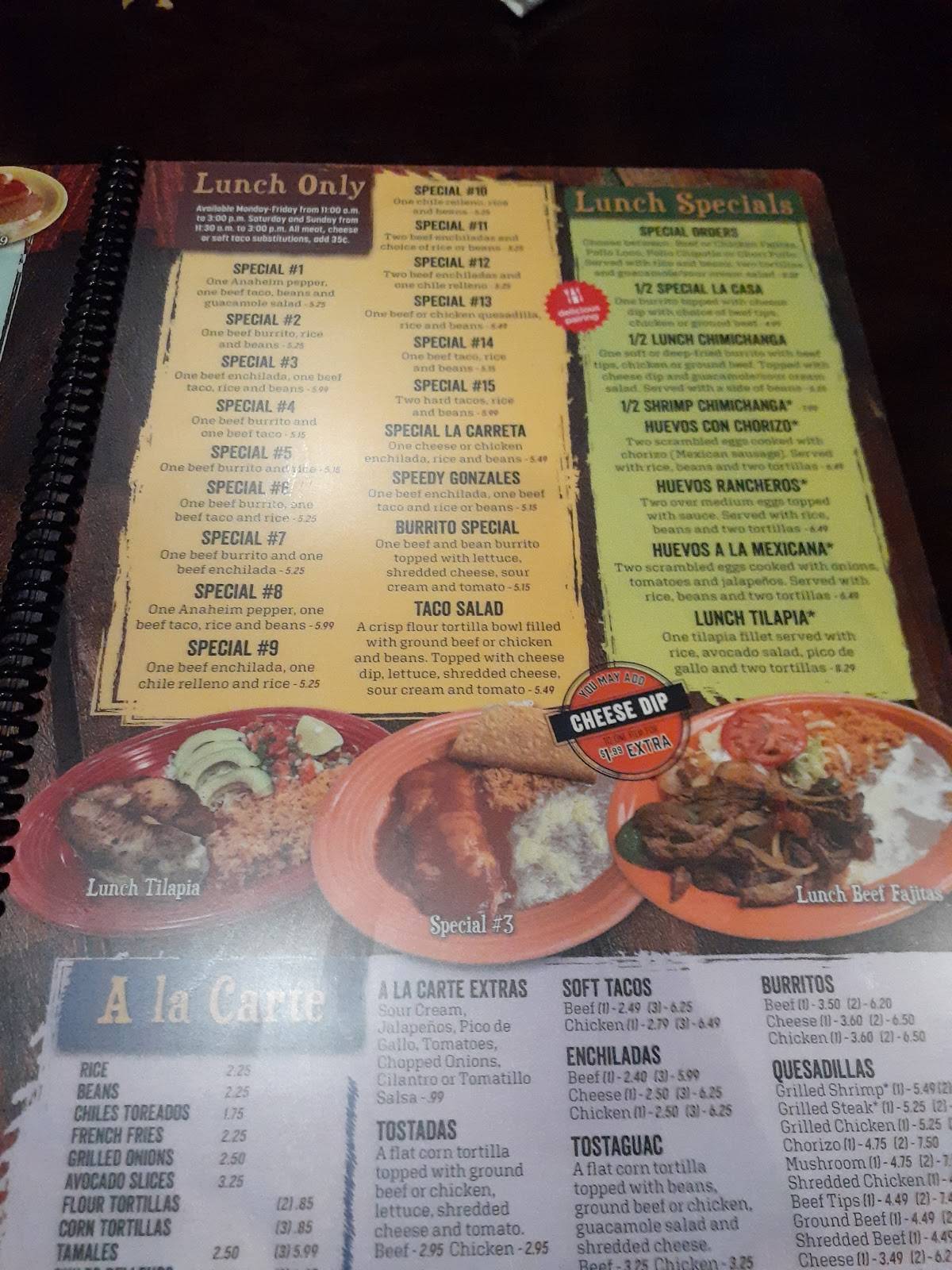 Menu at La Carreta Mexican Restaurant, Kingsport, N Eastman Rd