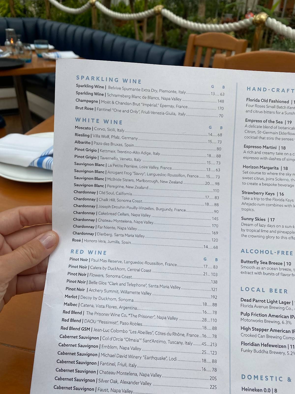 Menu at MOOR restaurant, Kissimmee