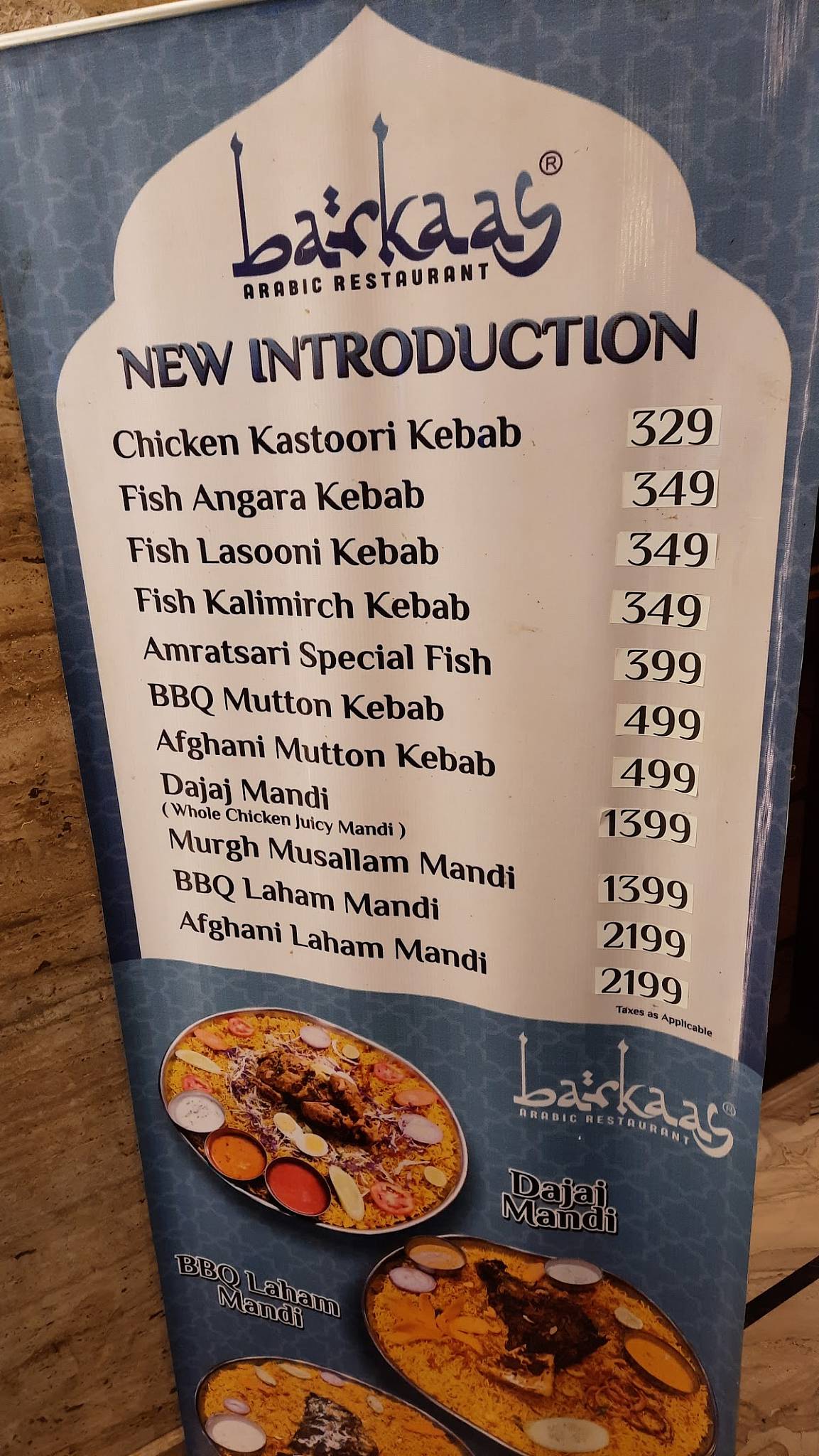 Menu at Barkaas Arabic Restaurant, Kolkata