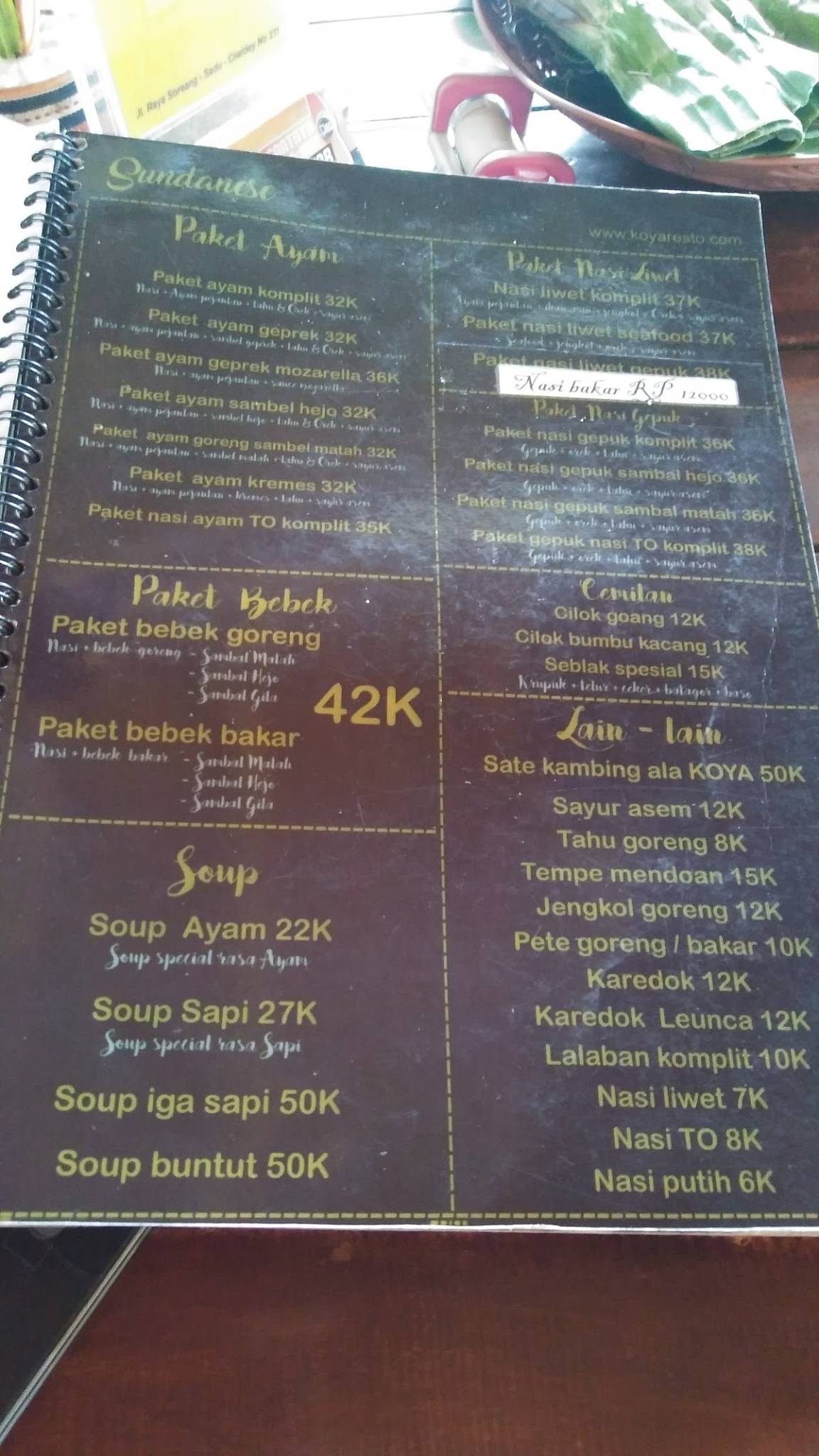 Menu at Koya Cafe & Resto, Soreang, Jl. Raya Soreang-Ciwidey No.211