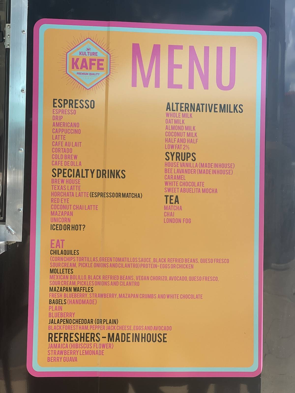 Carta del restaurante Kulture kafe, San Antonio, S St Mary's St