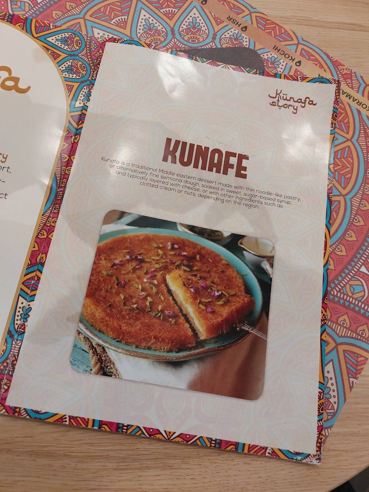 Menu at Kunafa Story Koramangala, Bengaluru