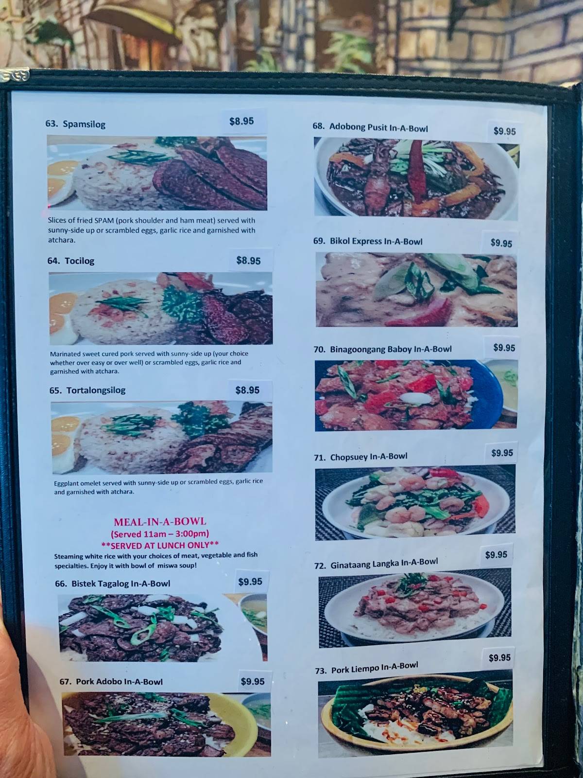 Menu at Kusina De MANILA restaurant, Des Plaines