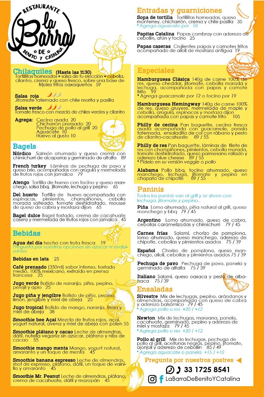 Menu at La Barra de Benito y Catalina, Las Pintitas