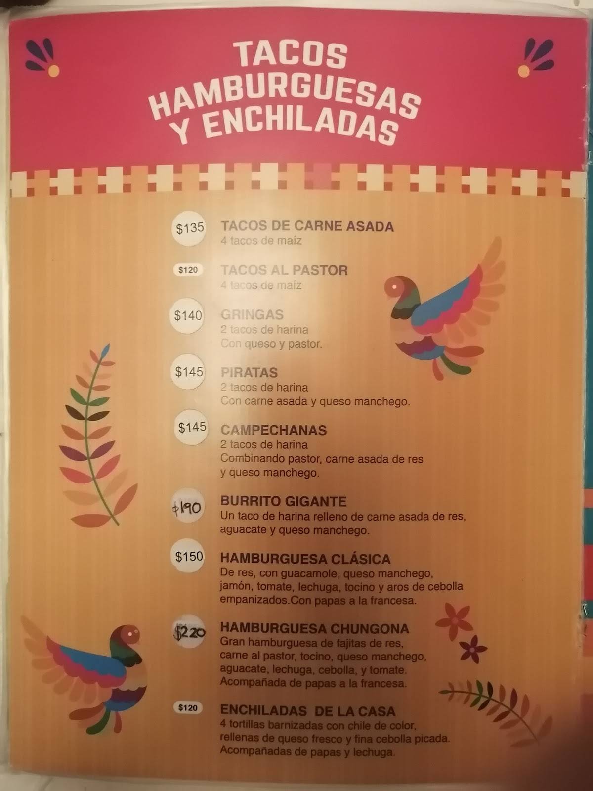 Carta del restaurante La Chunga, Monterrey, Calle Morelos 958 Esquina ...