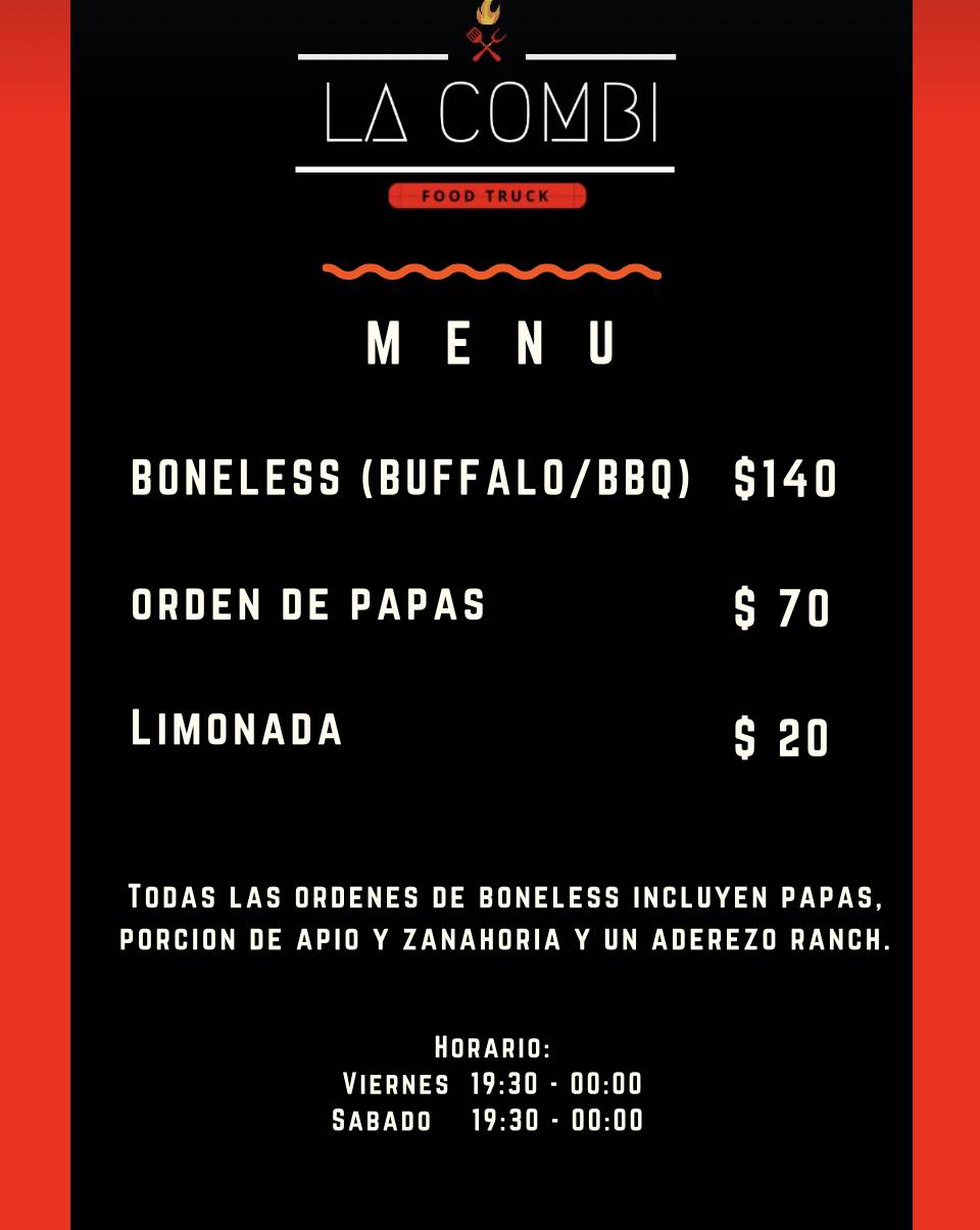 Carta del restaurante La Combi Foodtruck, Mexicali