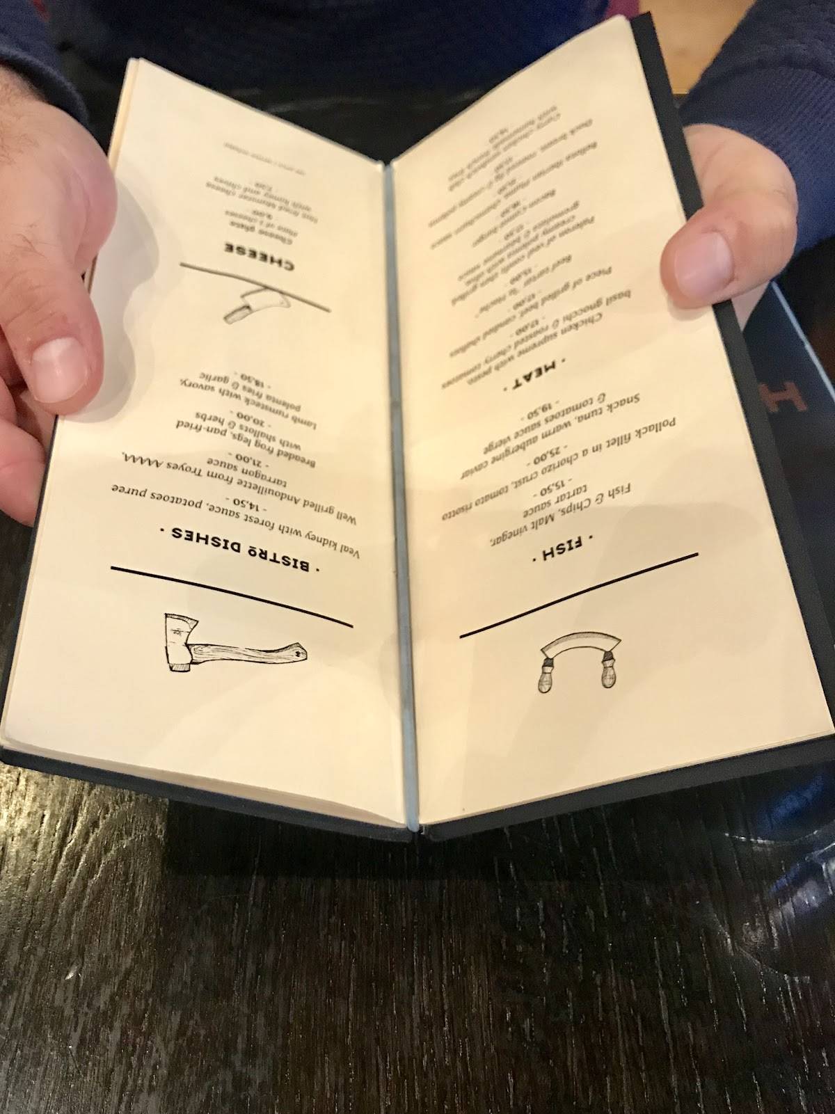 Menu au La Hache restaurant, Strasbourg