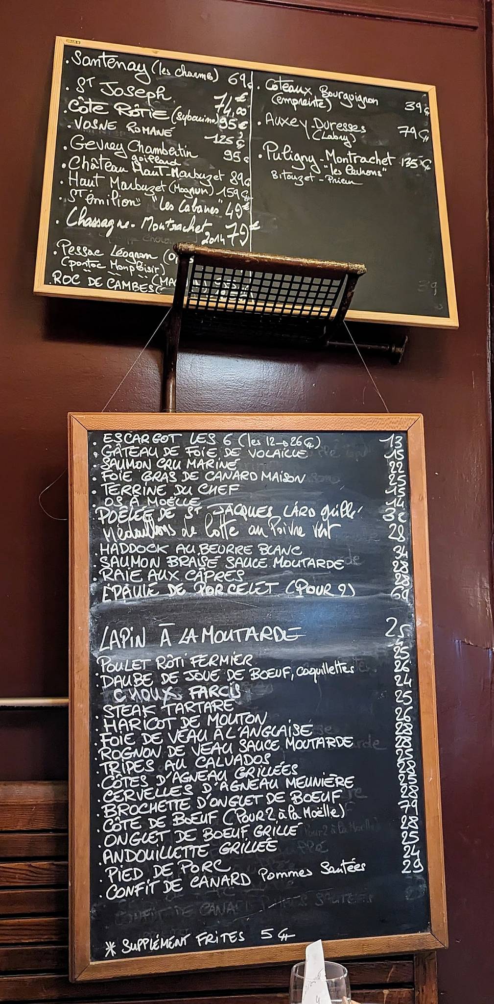 Menu au La Tour Montlhéry - Chez Denise restaurant, Paris, 5 Rue des ...