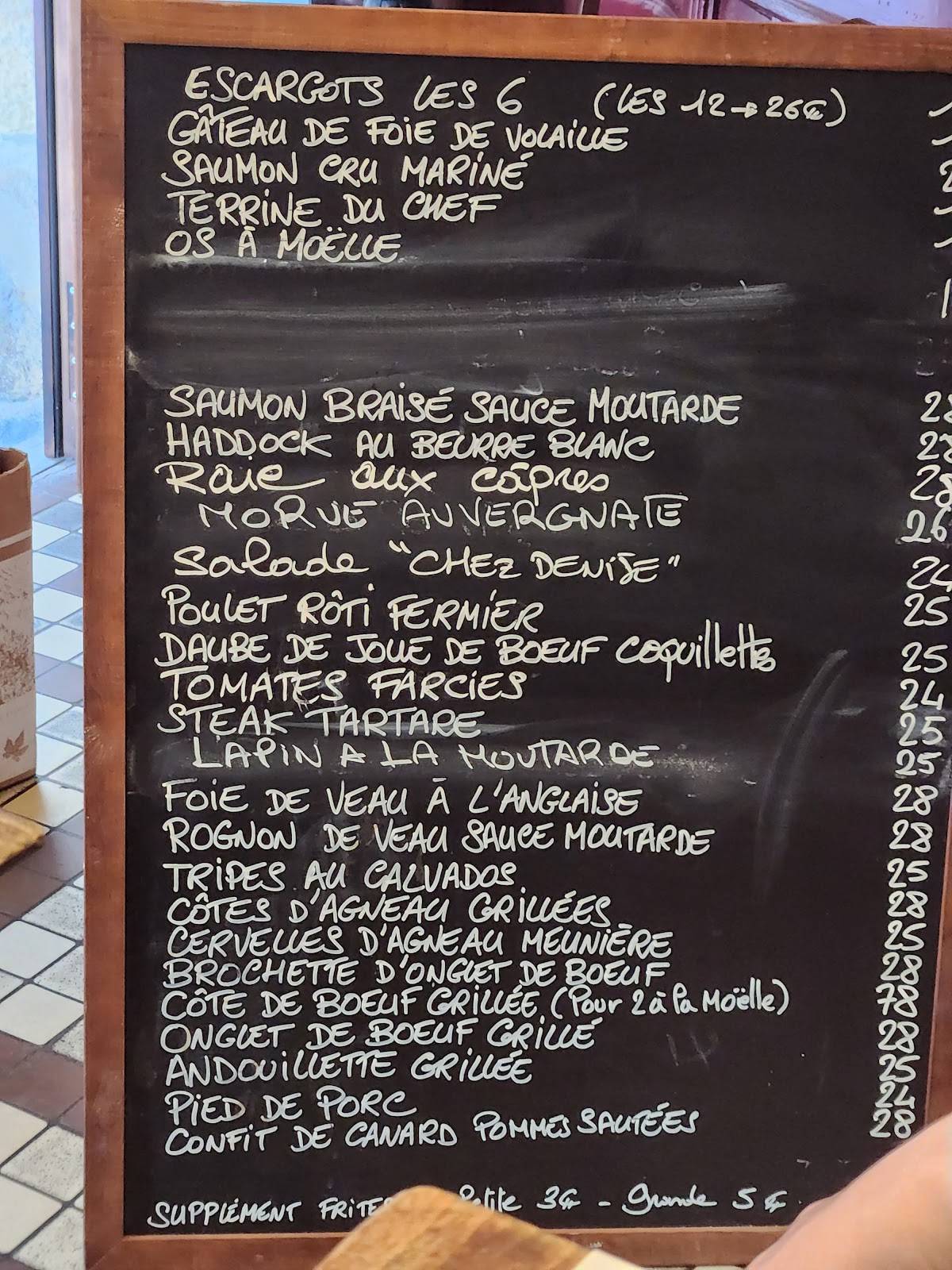 Menu au La Tour Montlhéry - Chez Denise restaurant, Paris, 5 Rue des ...